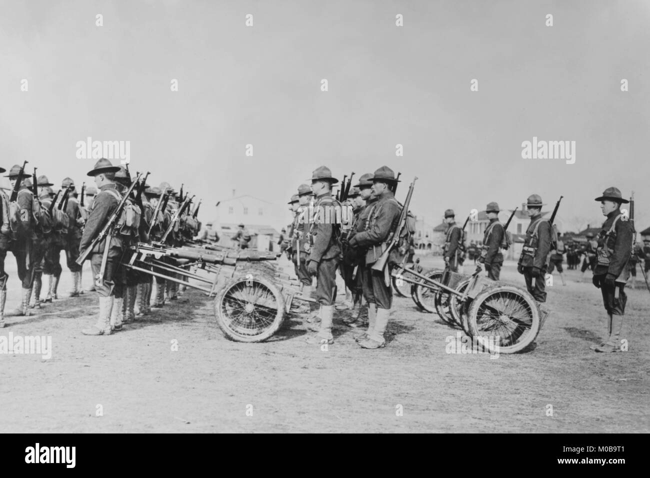 Detachment of a weapons Platoon of a Marine Machine Gun unit parades ...
