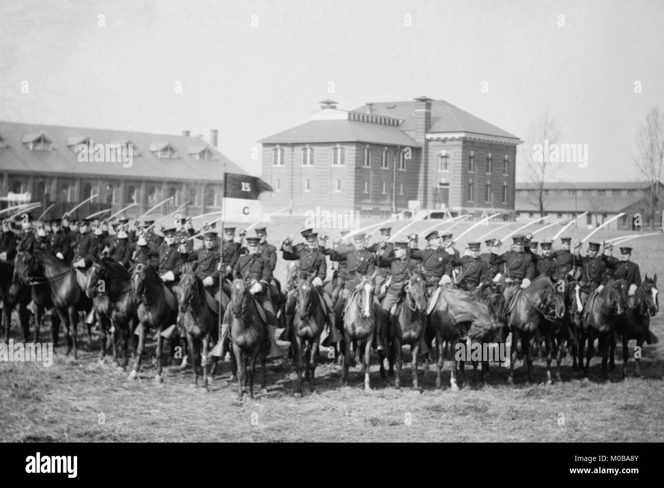 15th US Mounted Cavalry is formation drills at their base in Fort Bliss ...