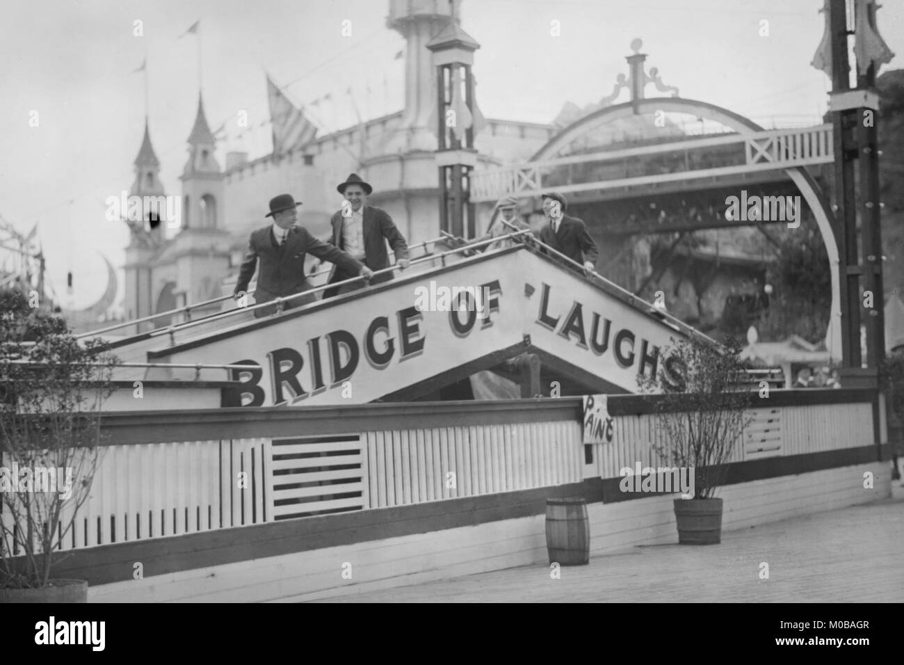 Luna Park, Coney Island has an attraction, a Bridge of Laughs Stock ...
