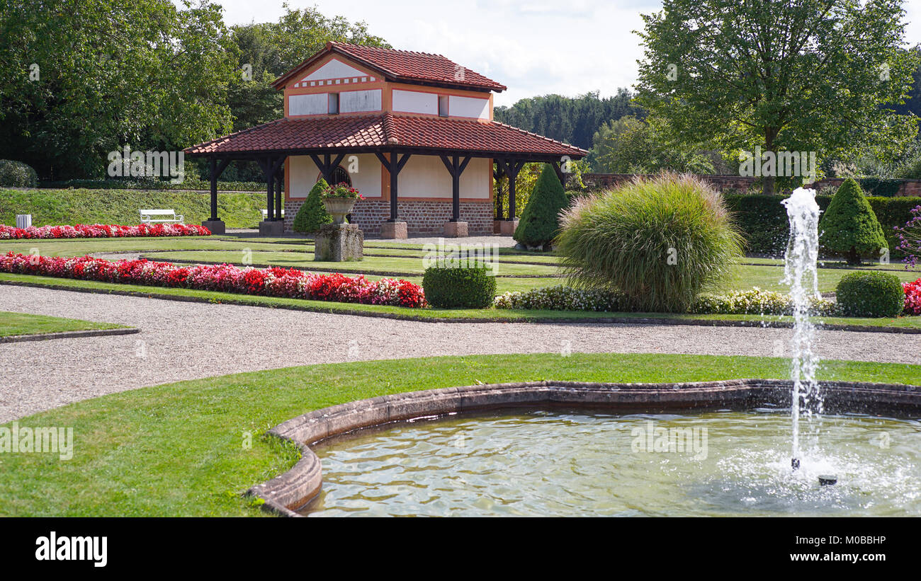 Reconstructed Roman celtic town of Schwarzenacker near Homburg Saar in ...