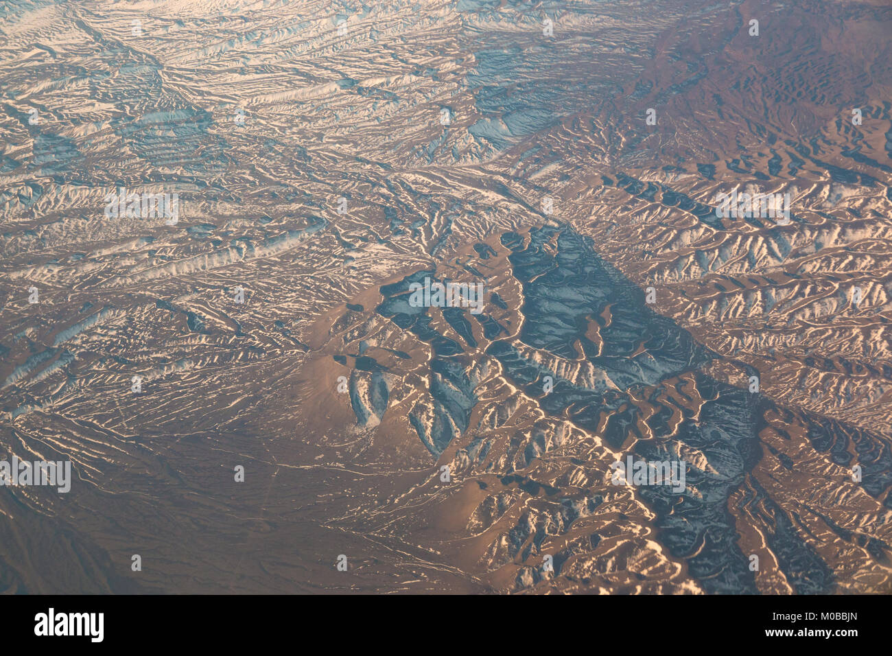 Aerial view of mountain from airplane window, nature background Stock ...