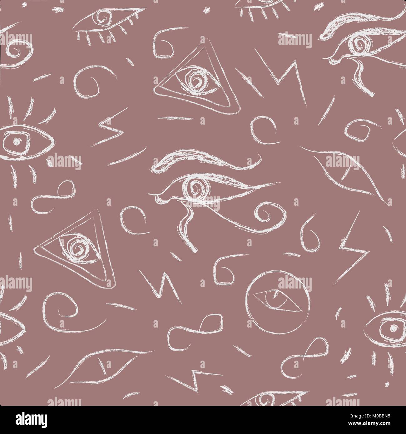 Seamless hand drawn eye pattern. Vector Illustration Stock Vector Image ...