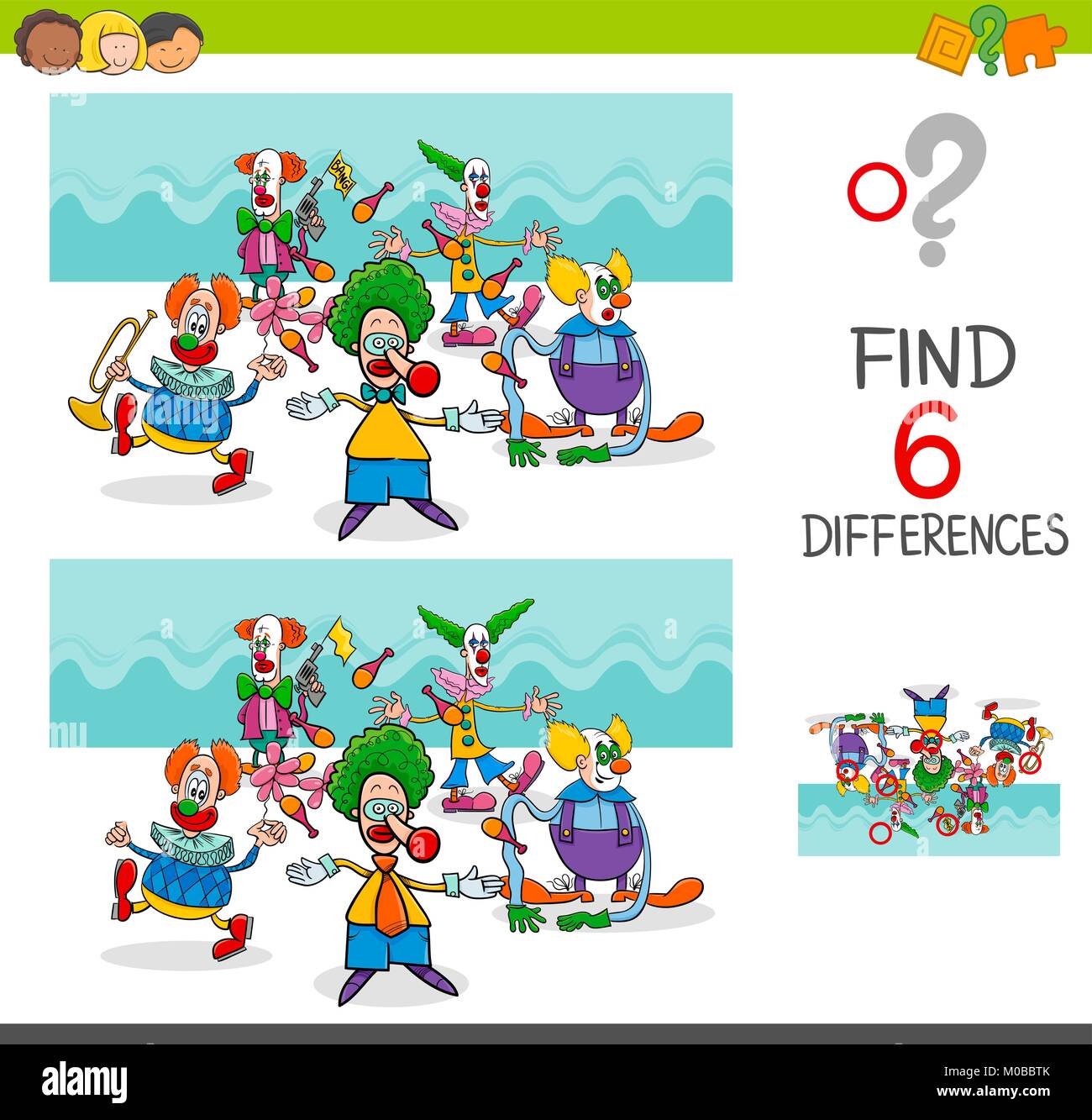 Cartoon Illustration of Finding Eight Differences Between Pictures ...