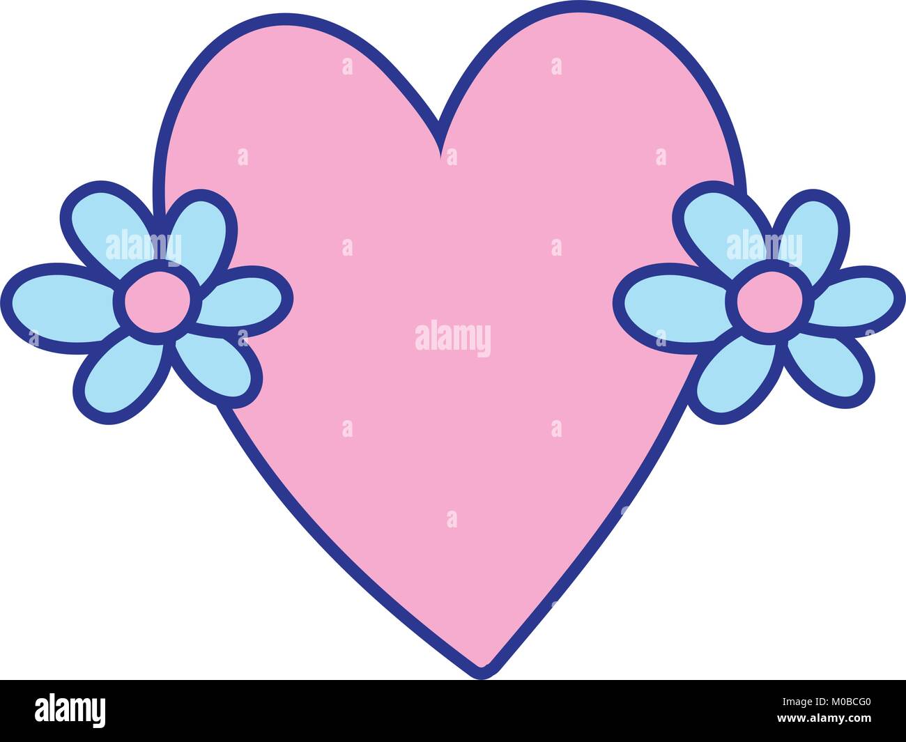 full color cute love heart with flowers design Stock Vector Image & Art ...