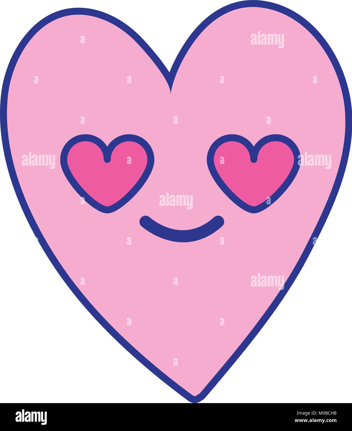 full color cute in love heart kawaii cartoon Stock Vector Image & Art ...