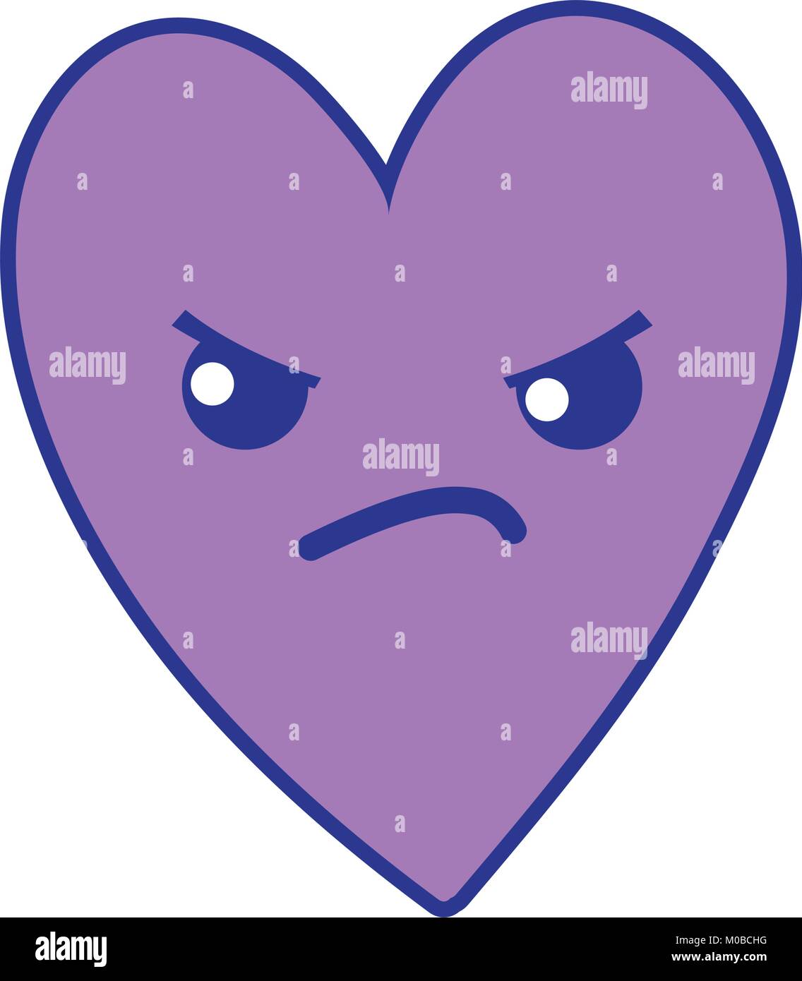 full color cute angry heart kawaii cartoon Stock Vector Image & Art - Alamy
