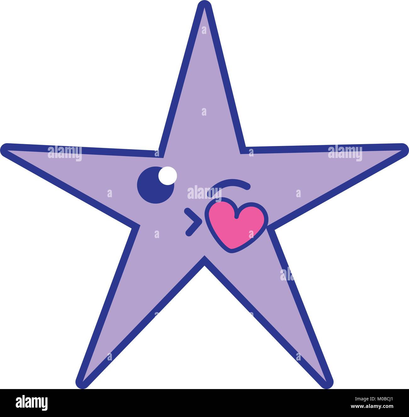 full color shiny star kiss kawaii cartoon Stock Vector Image & Art - Alamy