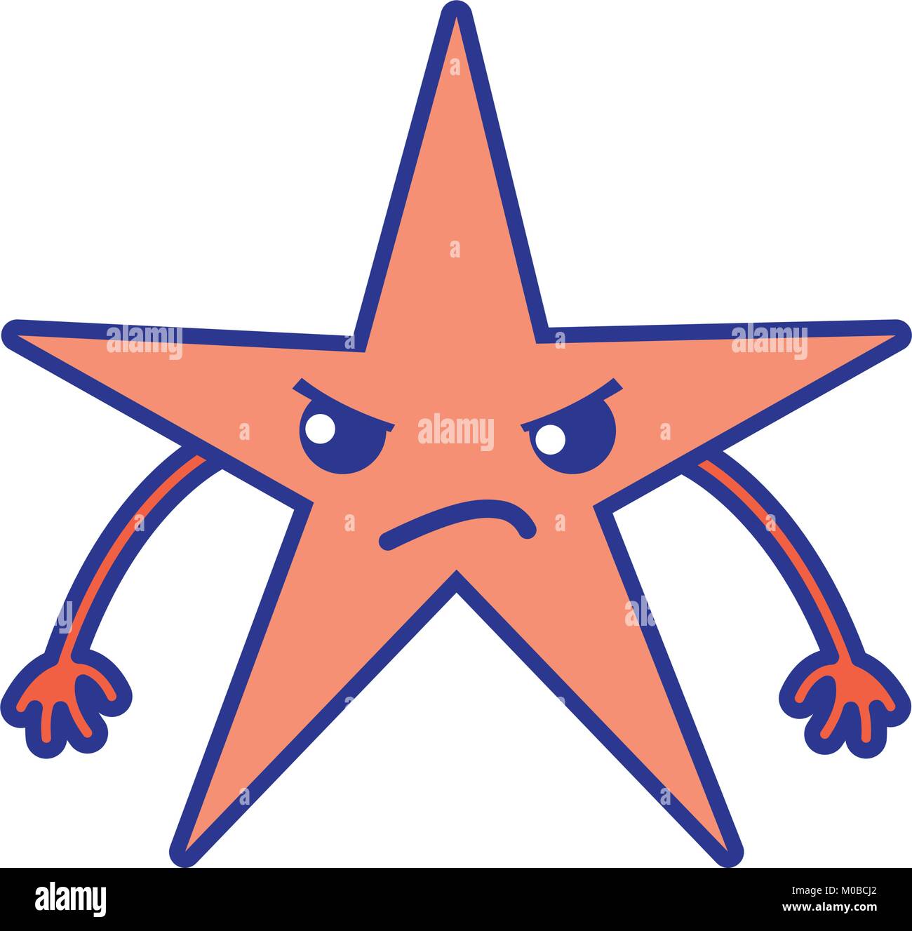 full color angry shiny star kawaii with arms Stock Vector Image & Art ...
