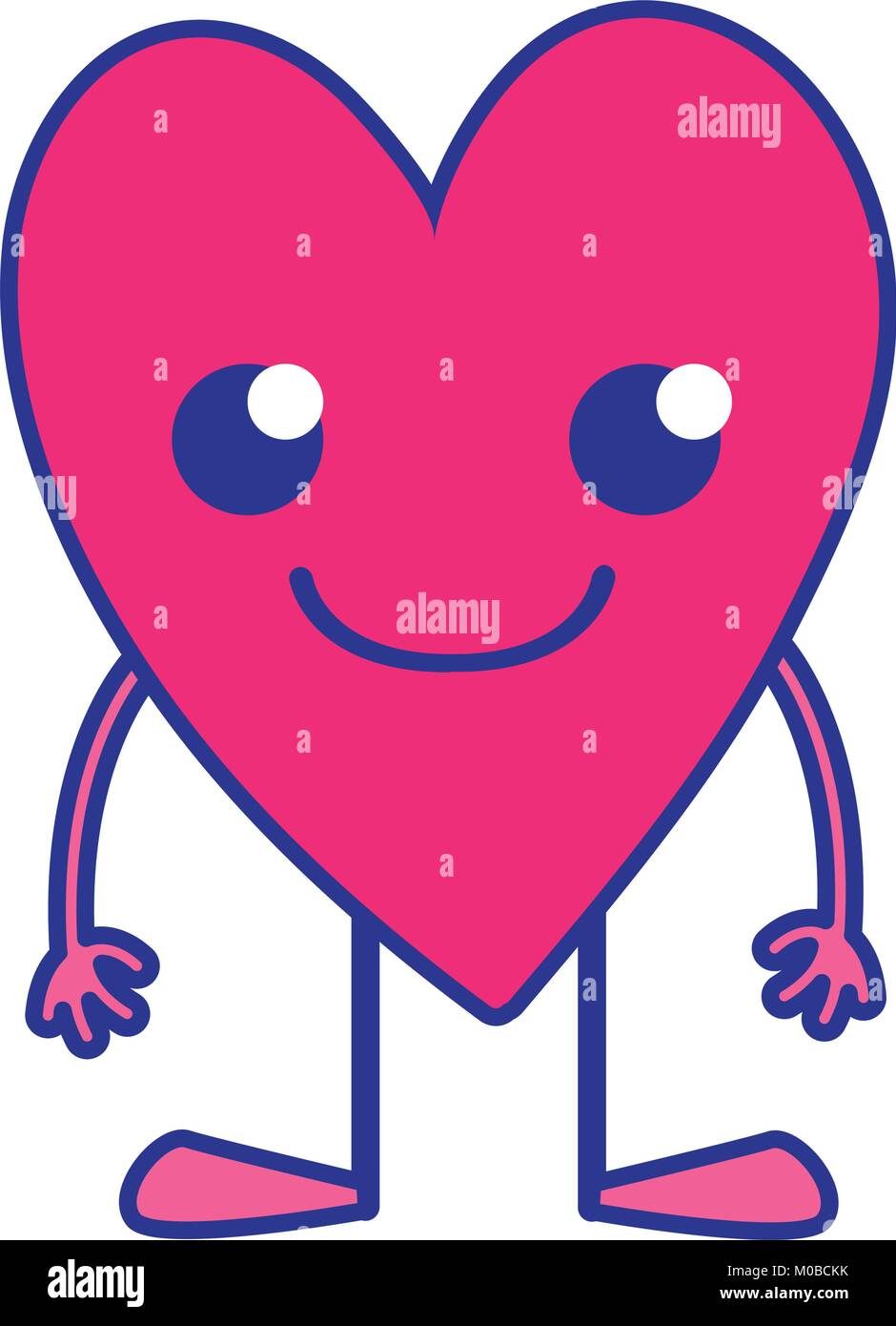 full color smile heart kawaii with arms and legs Stock Vector Image ...