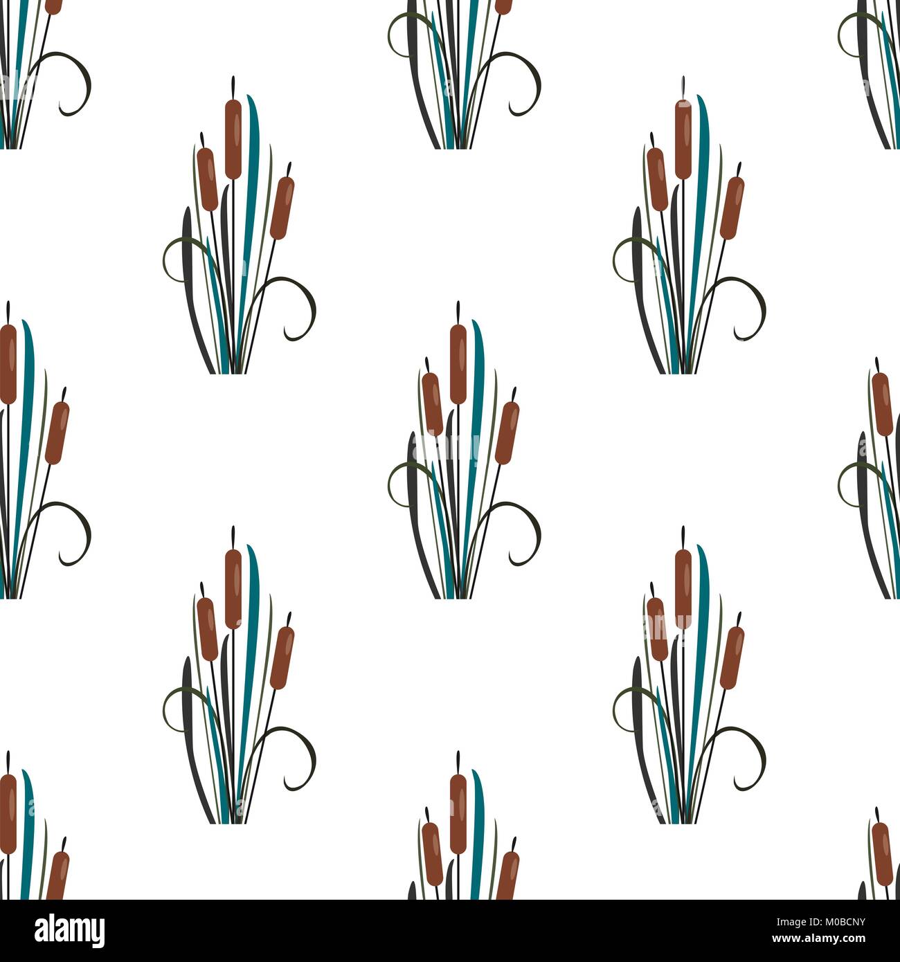 Seamless pattern with bushes of reed on white. Vector Illustration ...