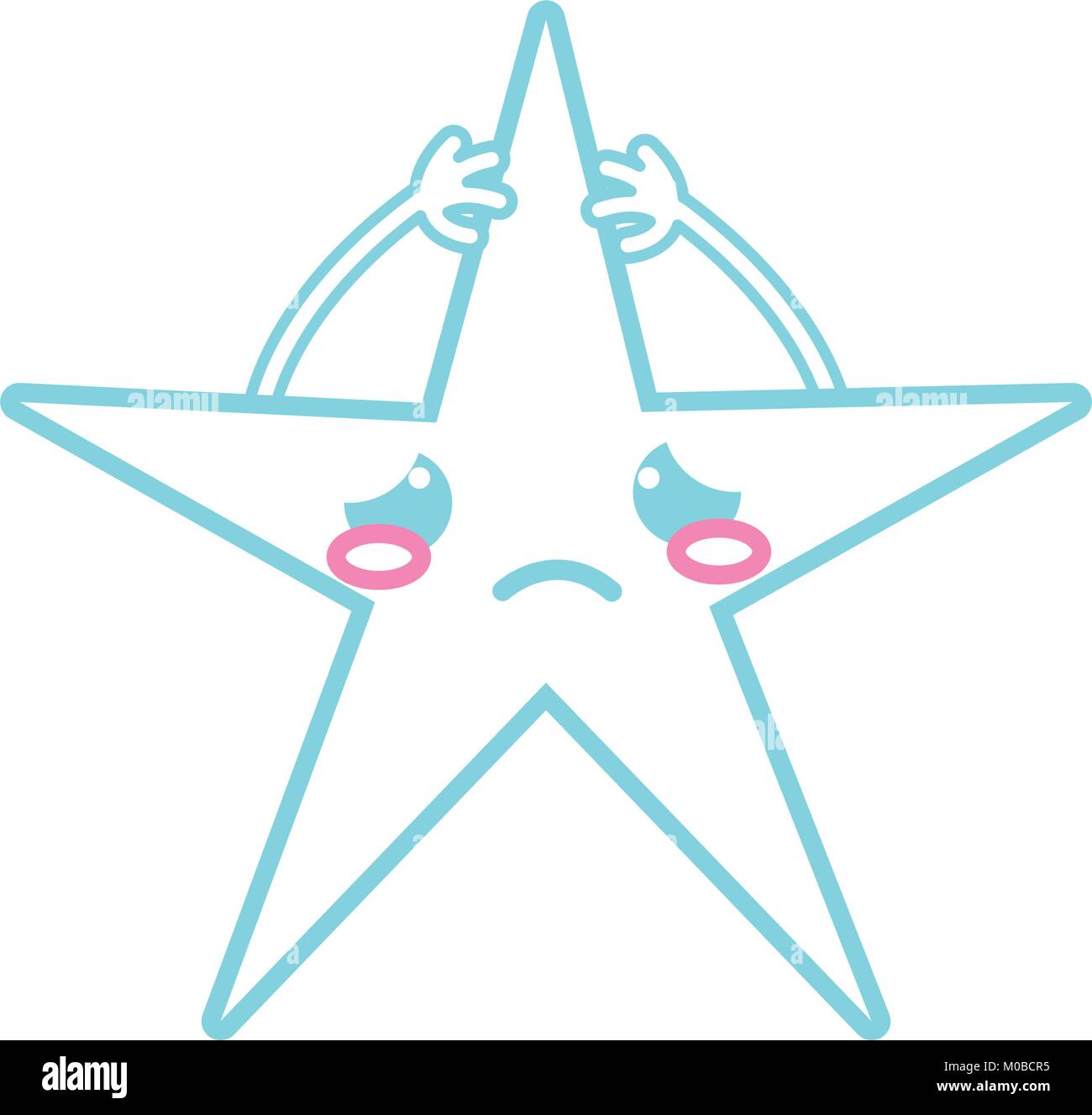 color line crying shiny star kawaii with arms Stock Vector Image & Art ...