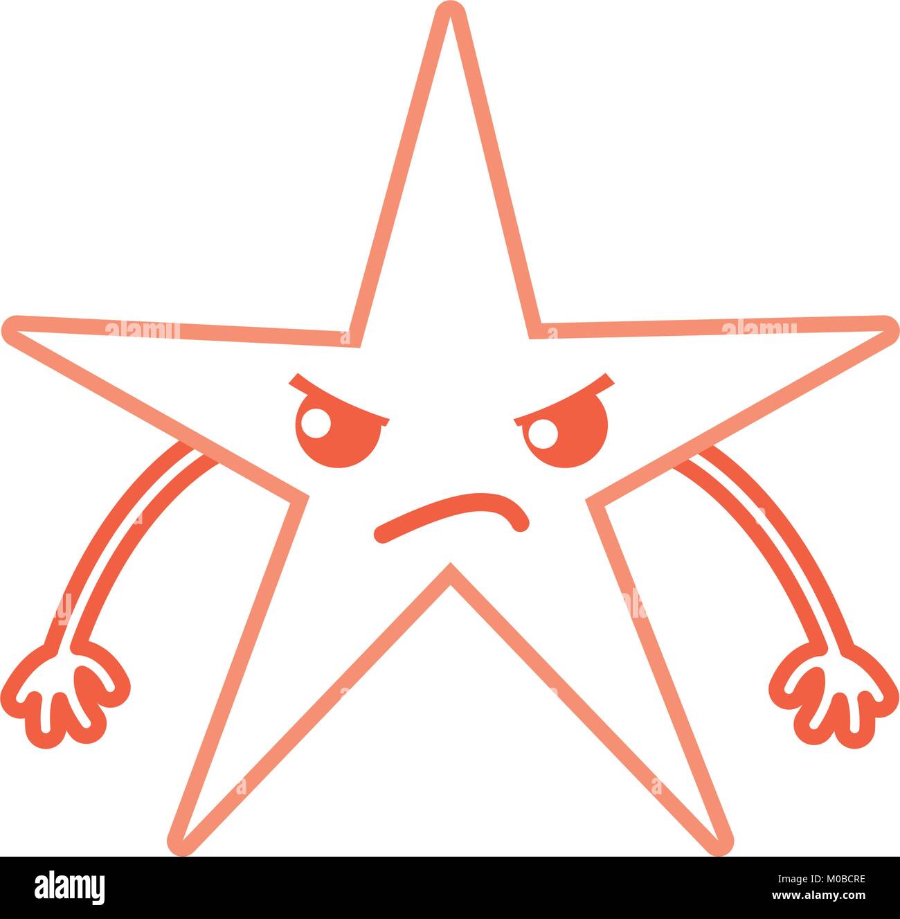 color line angry shiny star kawaii with arms Stock Vector Image & Art ...