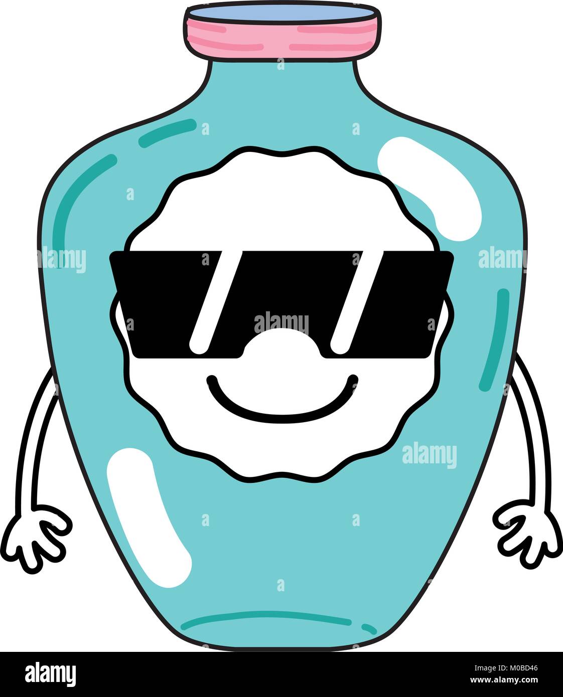 smile mason jar kawaii with sticker and arms Stock Vector Image & Art ...