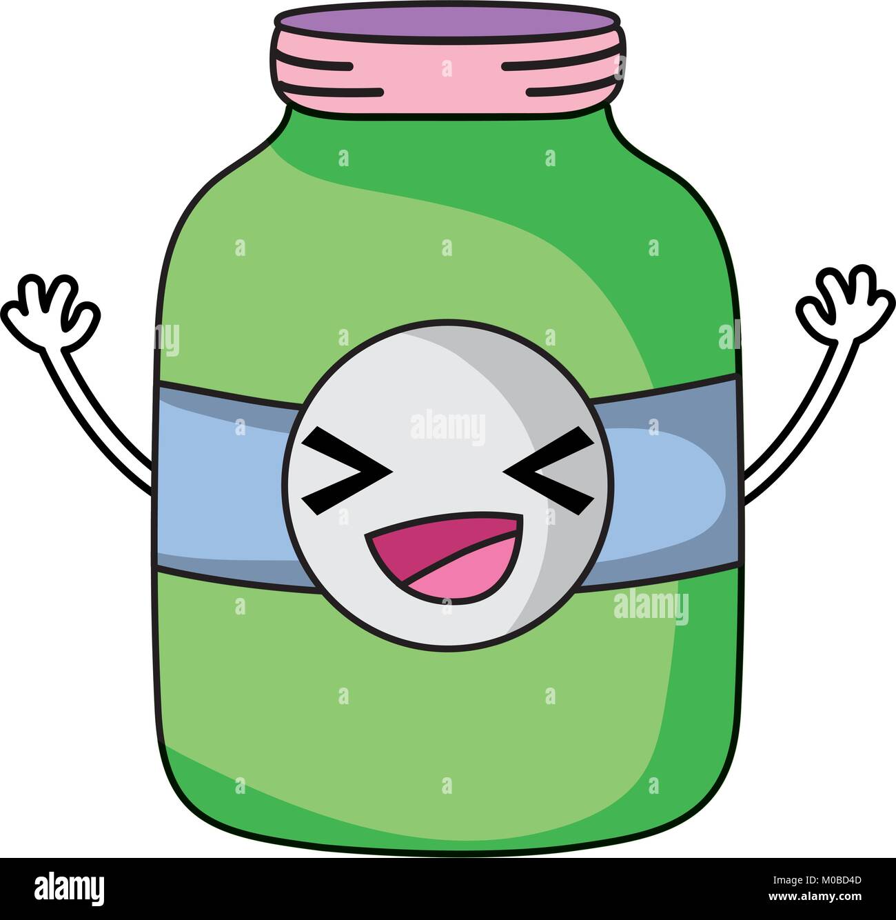 happy mason glass kawaii with sticker and arms Stock Vector Image & Art ...