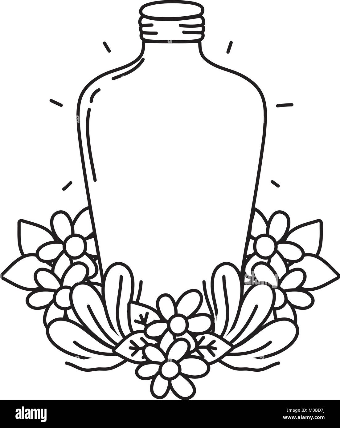 line long mason jar with flowers and leaves Stock Vector Image & Art ...