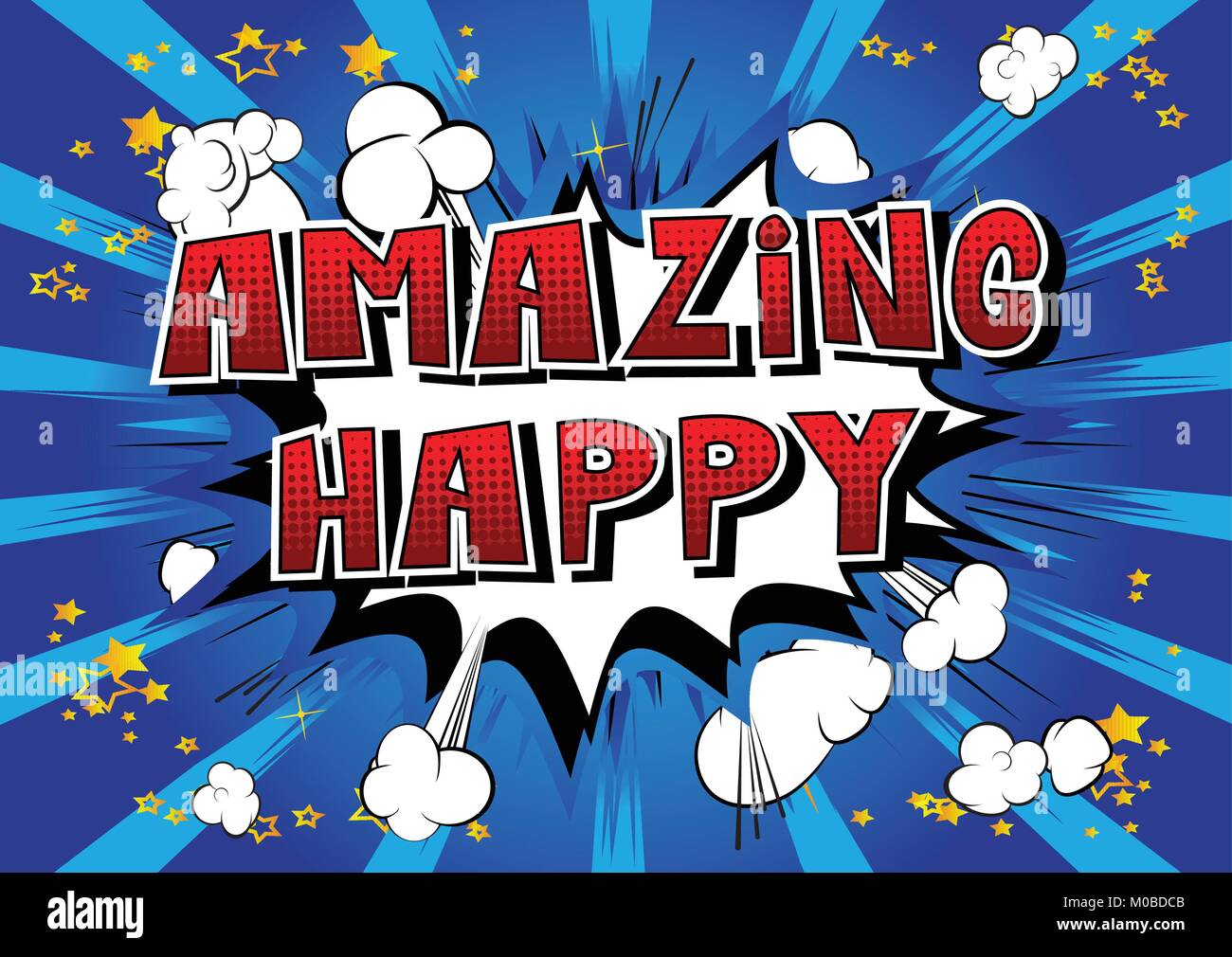 Amazing Happy - Comic book style word on abstract background.Amazing ...
