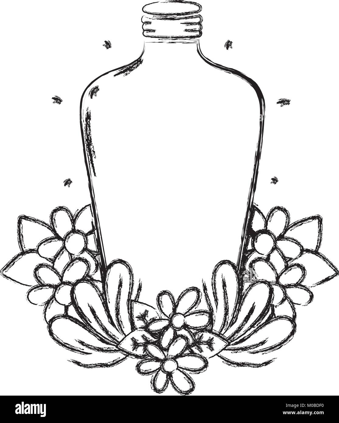 grunge long mason jar with flowers and leaves Stock Vector Image & Art ...