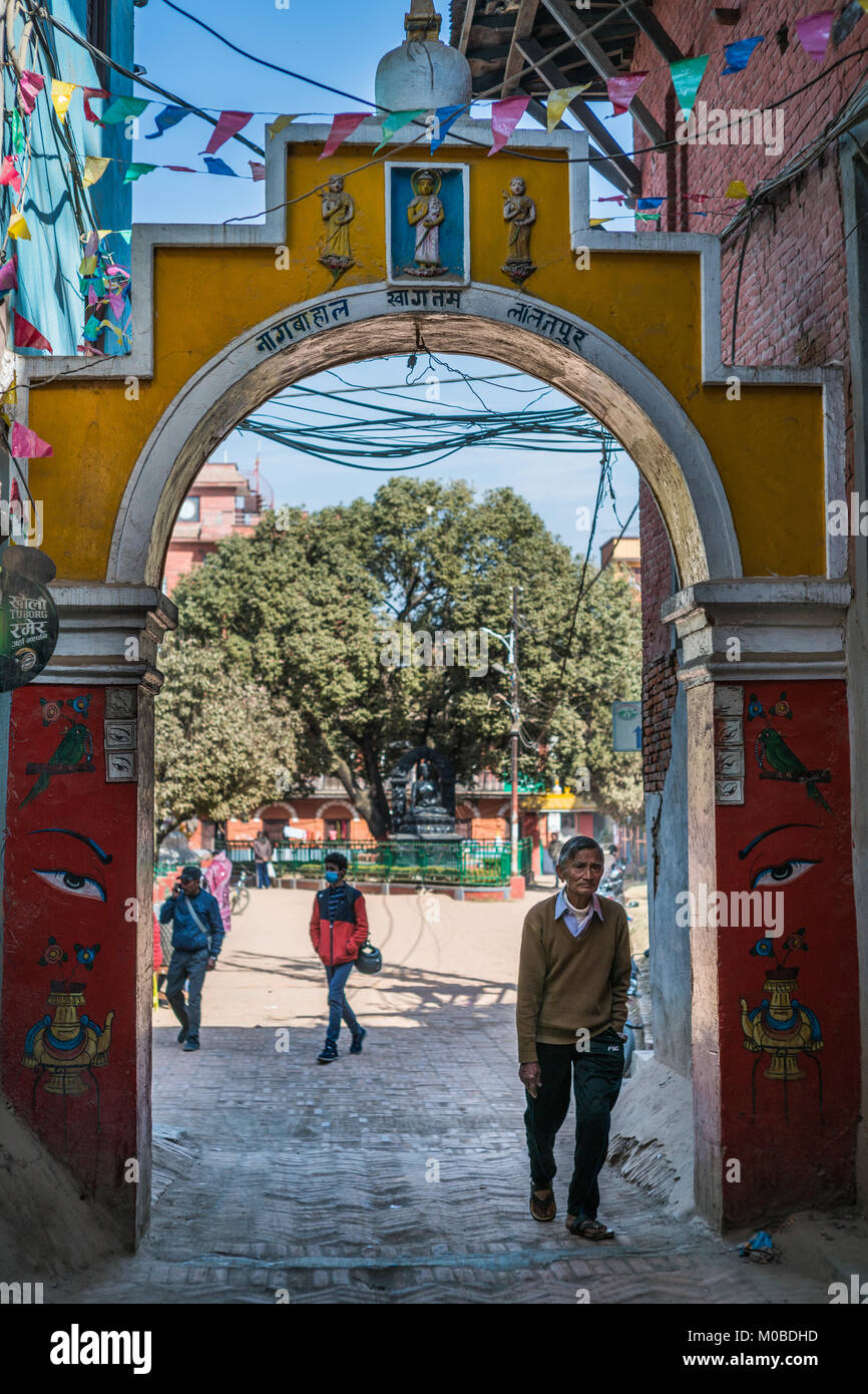 Street scene in Patan, Nepal, Asia Stock Photo - Alamy