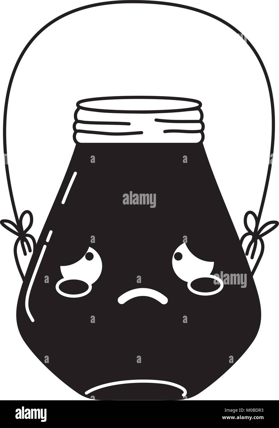 silhouette crying mason jar kawaii with wire handle Stock Vector Image ...