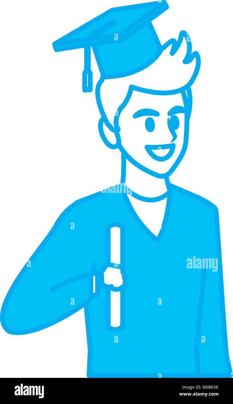 Young man student with graduation gown Stock Vector Image & Art - Alamy