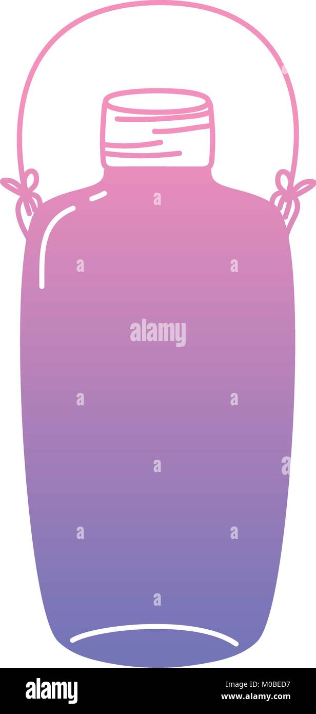 color silhouette long mason jar with wire handle style Stock Vector ...