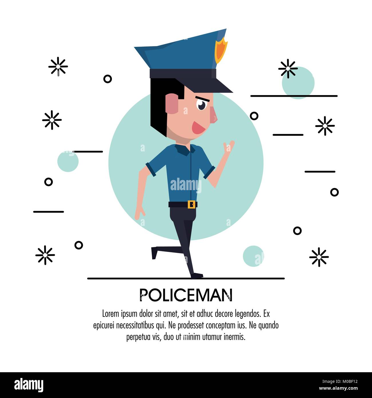 Illustration cute cartoon policeman Cut Out Stock Images & Pictures - Alamy