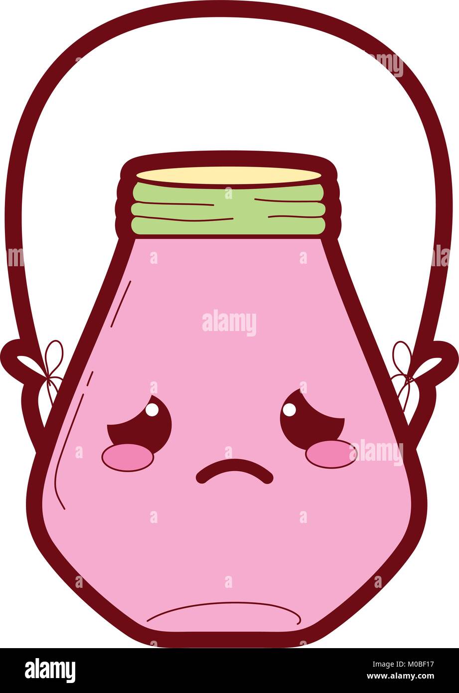 line color crying mason jar kawaii with wire handle Stock Vector Image ...