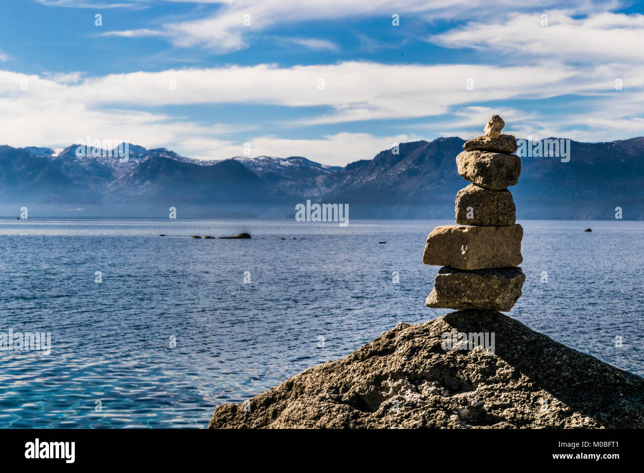Rock stacking at beautiful Lake Tahoe Stock Photo - Alamy