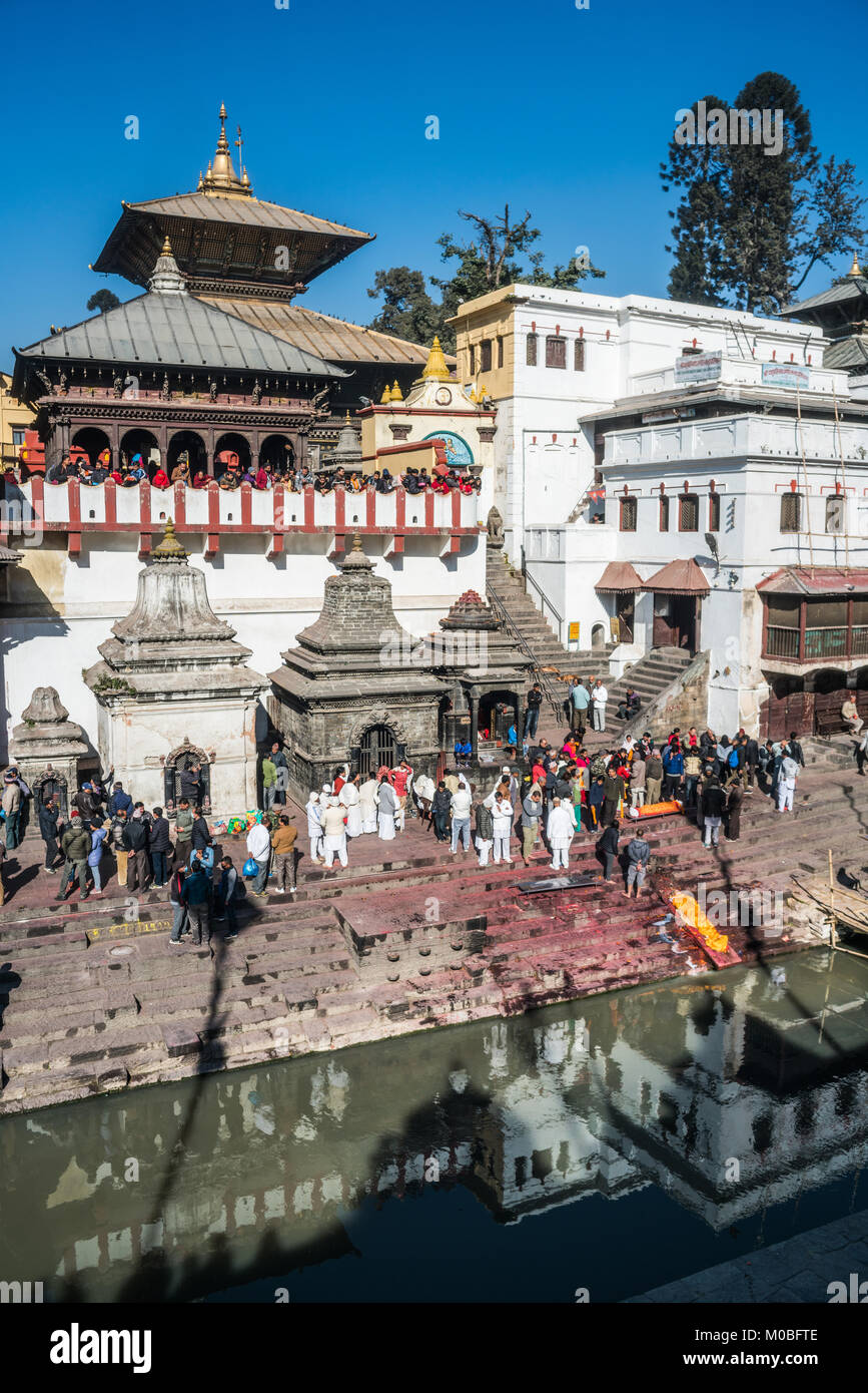 Pashupatinath Temple and Bagmati River in Kathmandu, Nepal Stock Photo ...