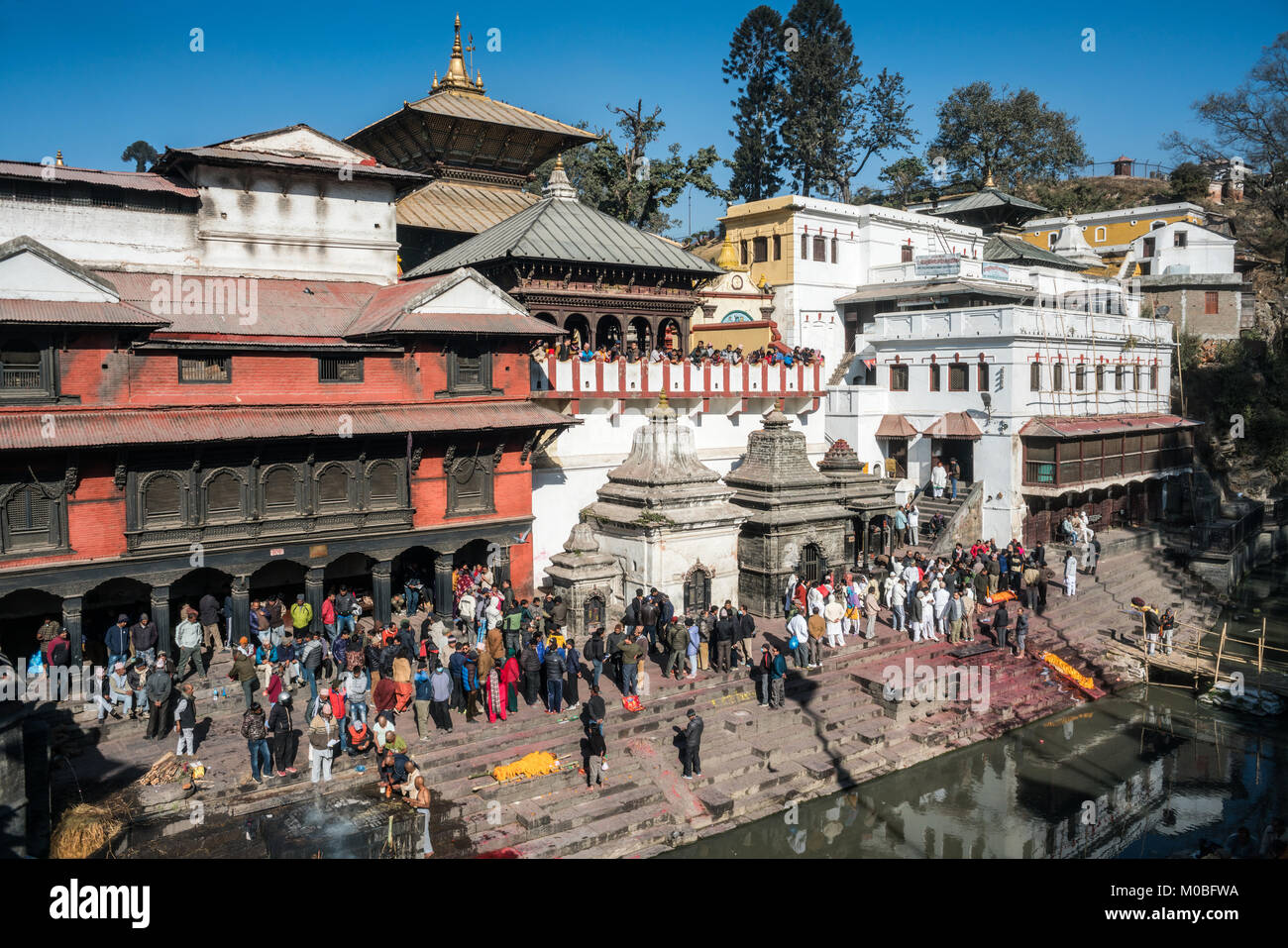Pashupatinath Temple and Bagmati River in Kathmandu, Nepal Stock Photo ...