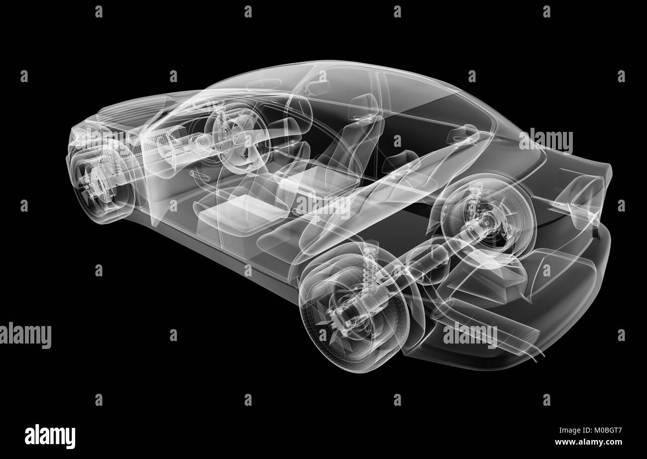 Xray image of a car on black background Stock Photo - Alamy