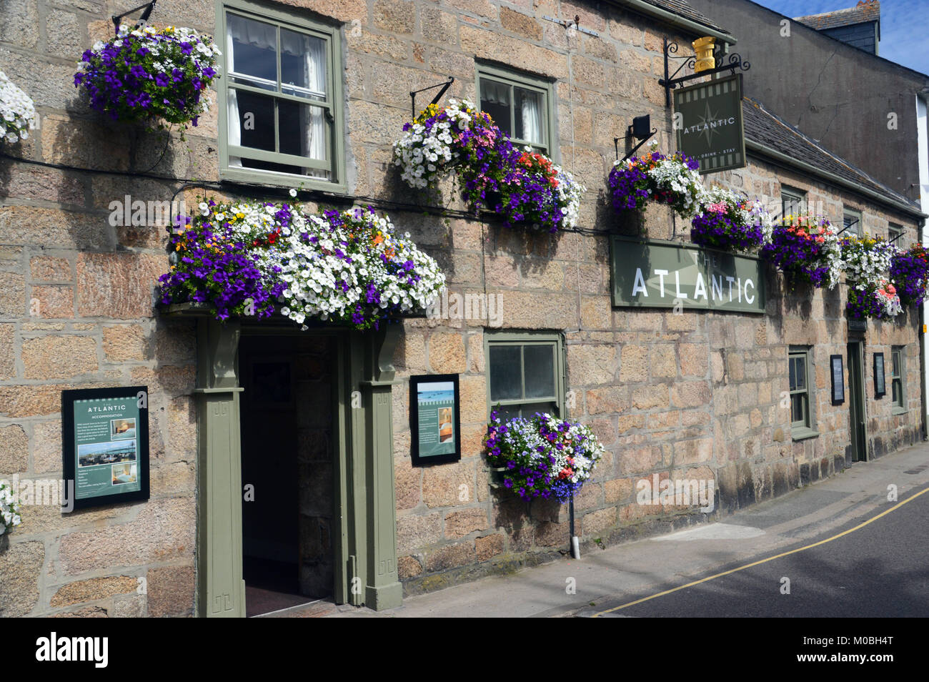 Colourful Hanging Baskets and Window Boxes Outside The Atlantic Hotel ...