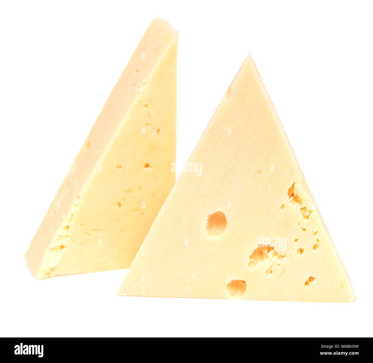 Two pieces of cheese isolated on white background Stock Photo - Alamy