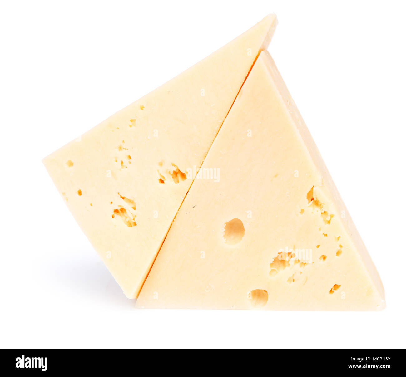 Two pieces of cheese isolated on white background Stock Photo - Alamy