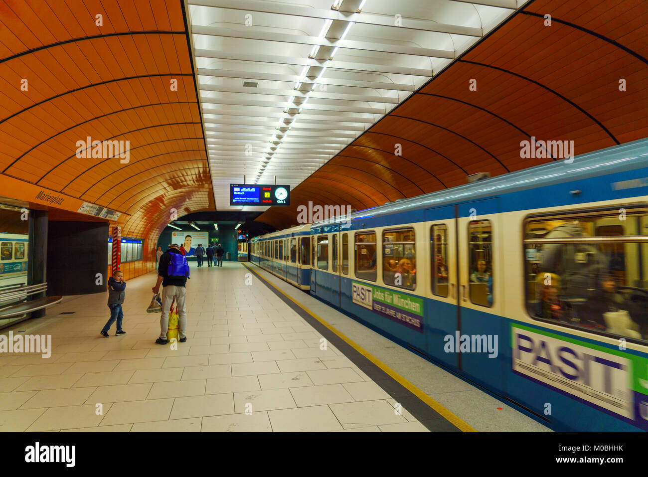 Munich, Germany - October 14, 2017: Subway train and the passengers at ...