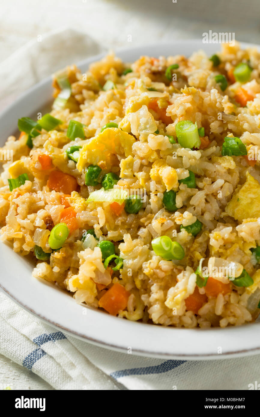Homemade Vegetarian Fried Rice with Egg Peas and Carrots Stock Photo ...