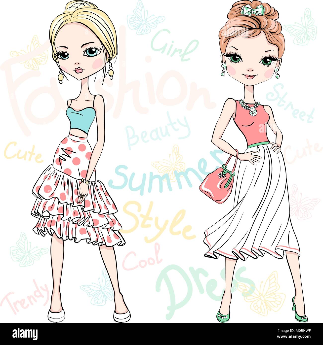 Vector beautiful fashion girls top models Stock Vector Image & Art - Alamy