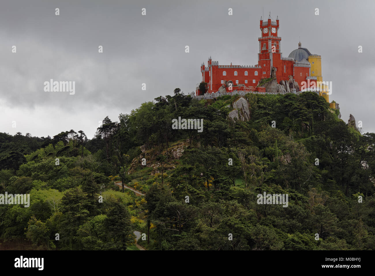 Sintra, Portugal - May 10, 2017: View to Pena Palace located on the top ...