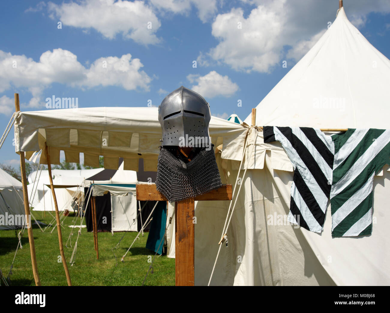 Medieval Festival with exhibited knight armor Stock Photo - Alamy