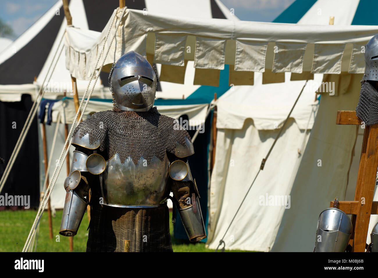 Medieval Festival with exhibited knight armor Stock Photo - Alamy
