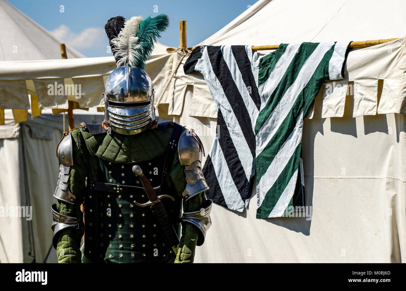 Medieval Festival with exhibited knight armor Stock Photo - Alamy