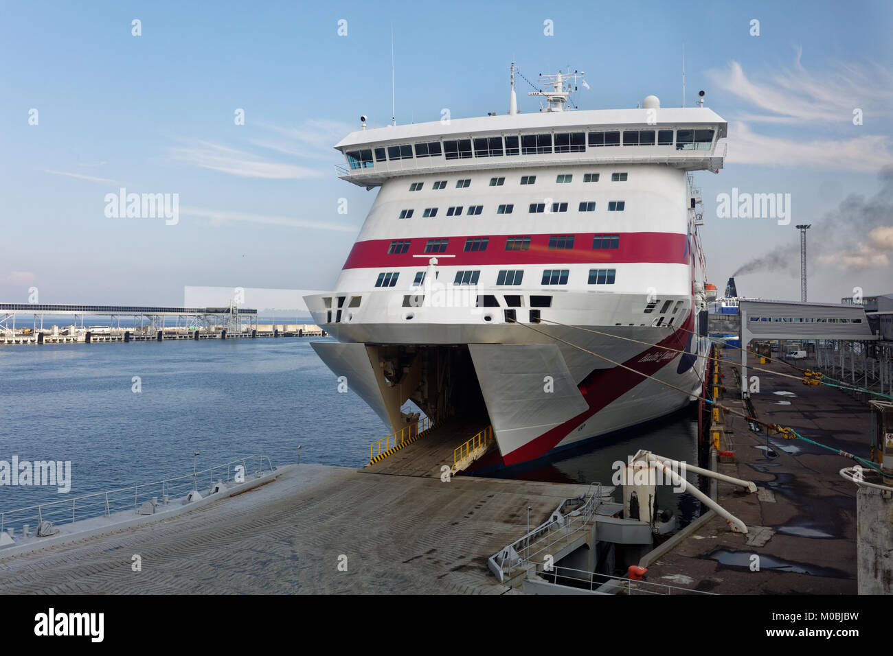 Tallinn, Estonia - August 20, 2016: Ship Baltic Queen loading in the ...