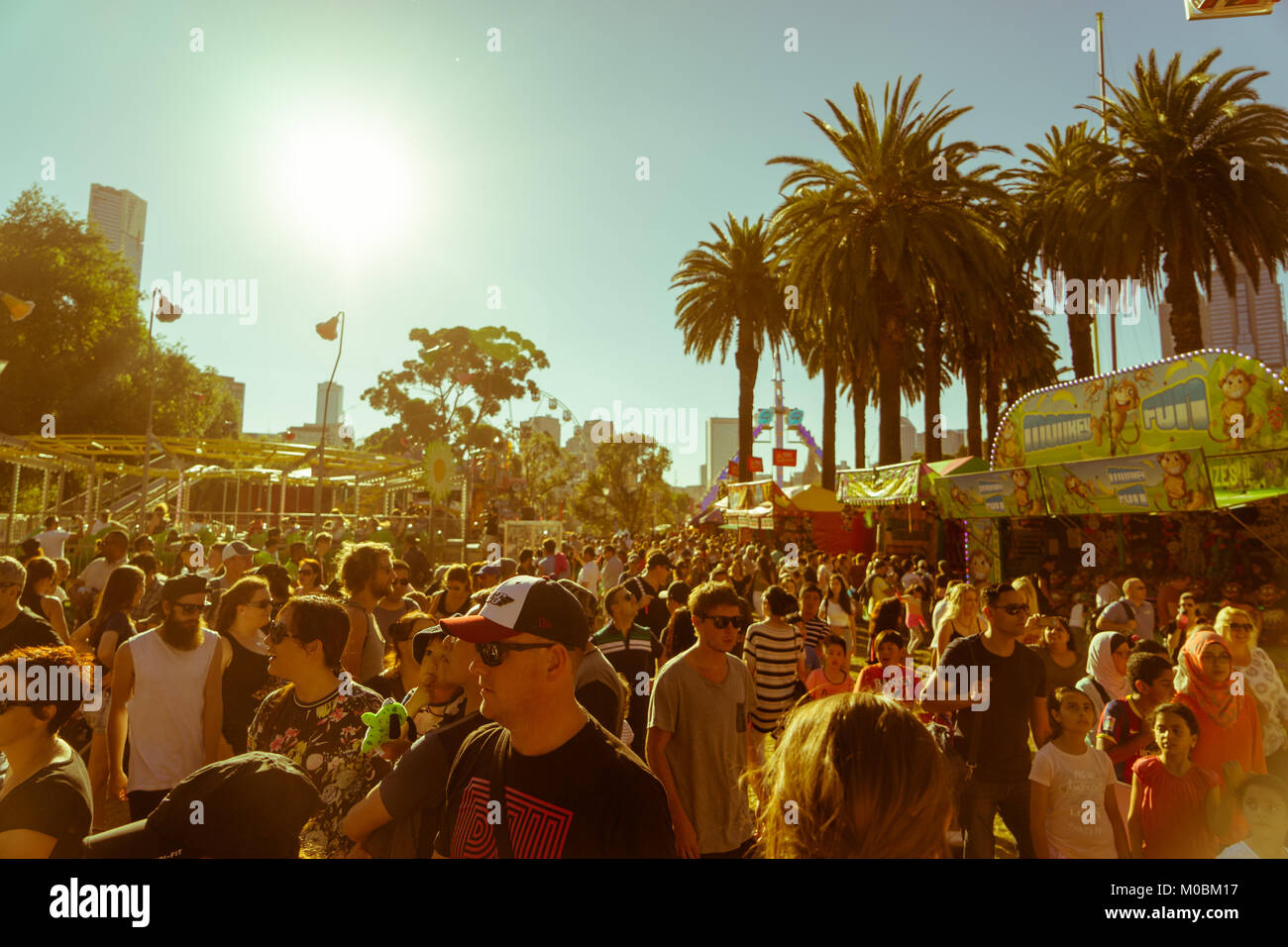 People crowds at the annual Moomba festival in Melbourne, Australia ...