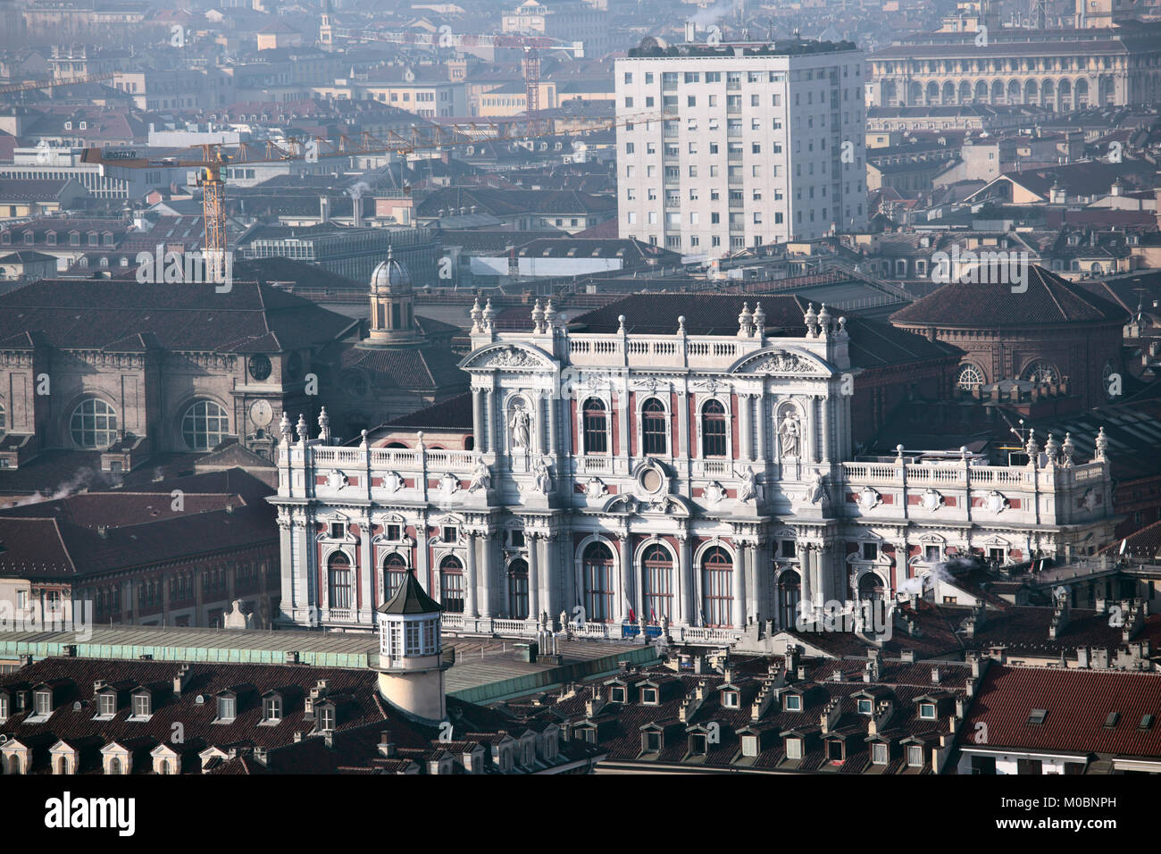 Turin, Italy - January 11, 2013: View to Palazzo Carignano from the ...