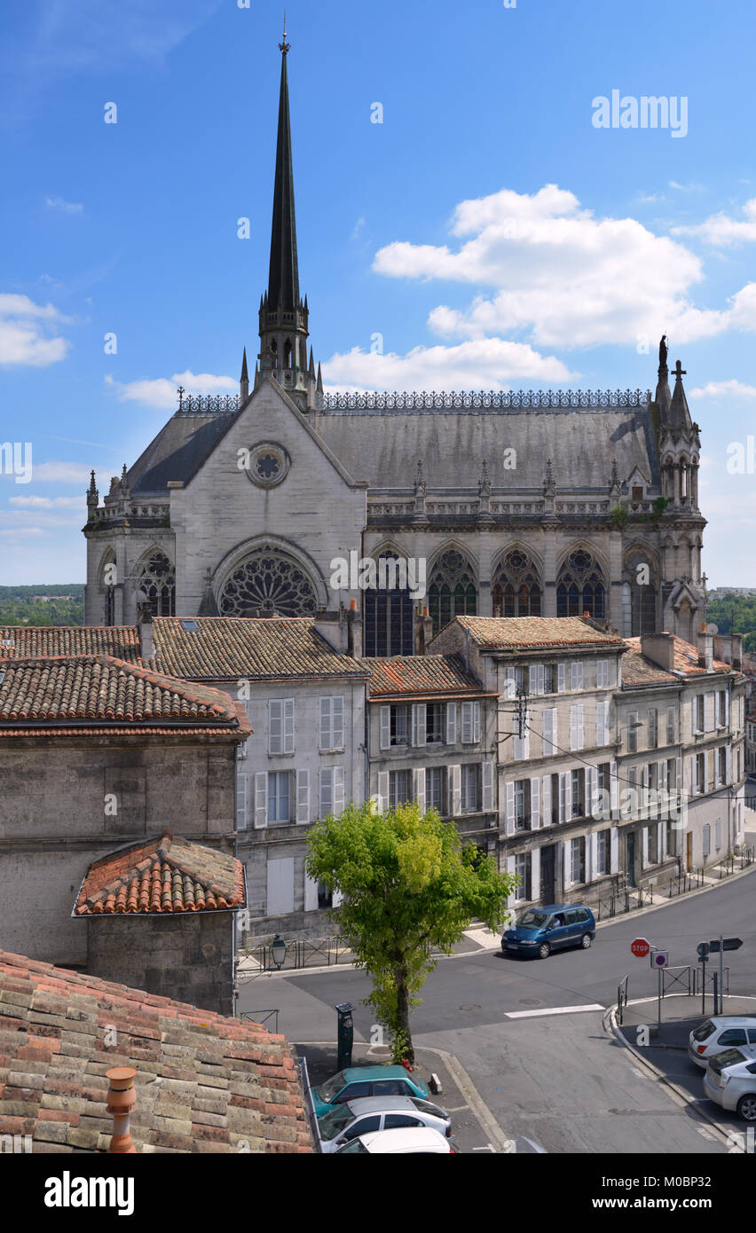 Angouleme, France - June 26, 2013: View to the church Notre-Dame d ...