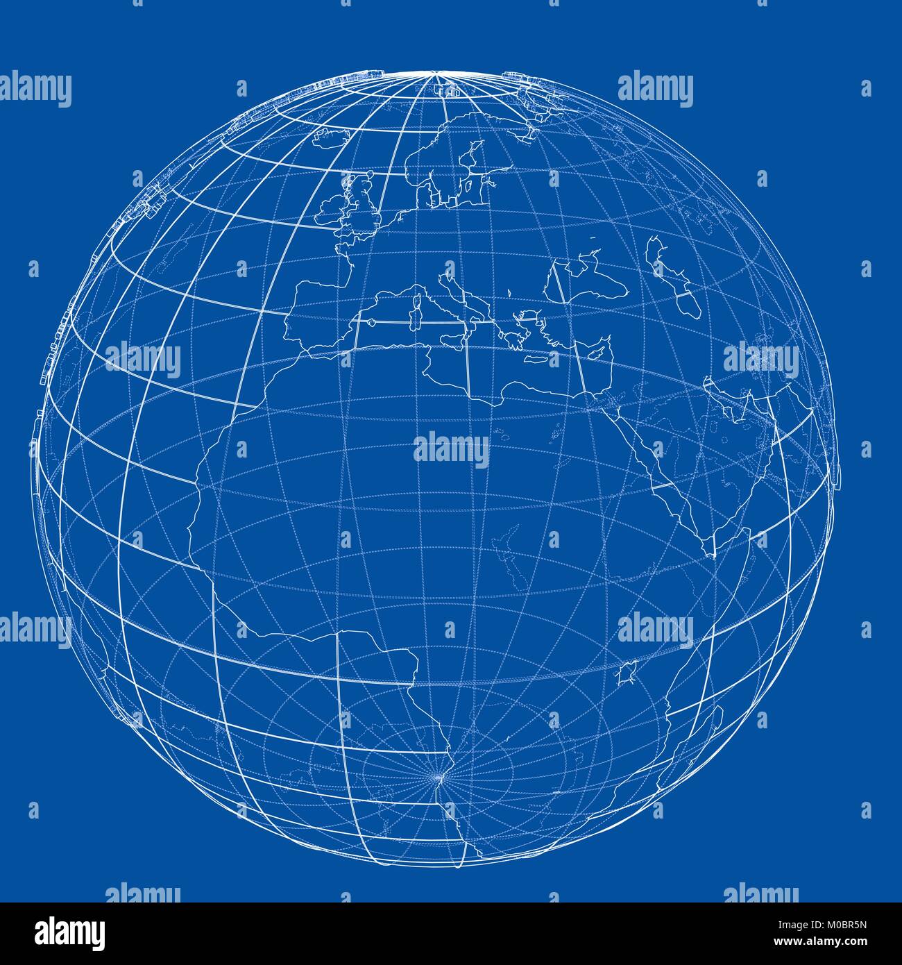 Globe contour. Vector rendering of 3d Stock Vector Image & Art - Alamy