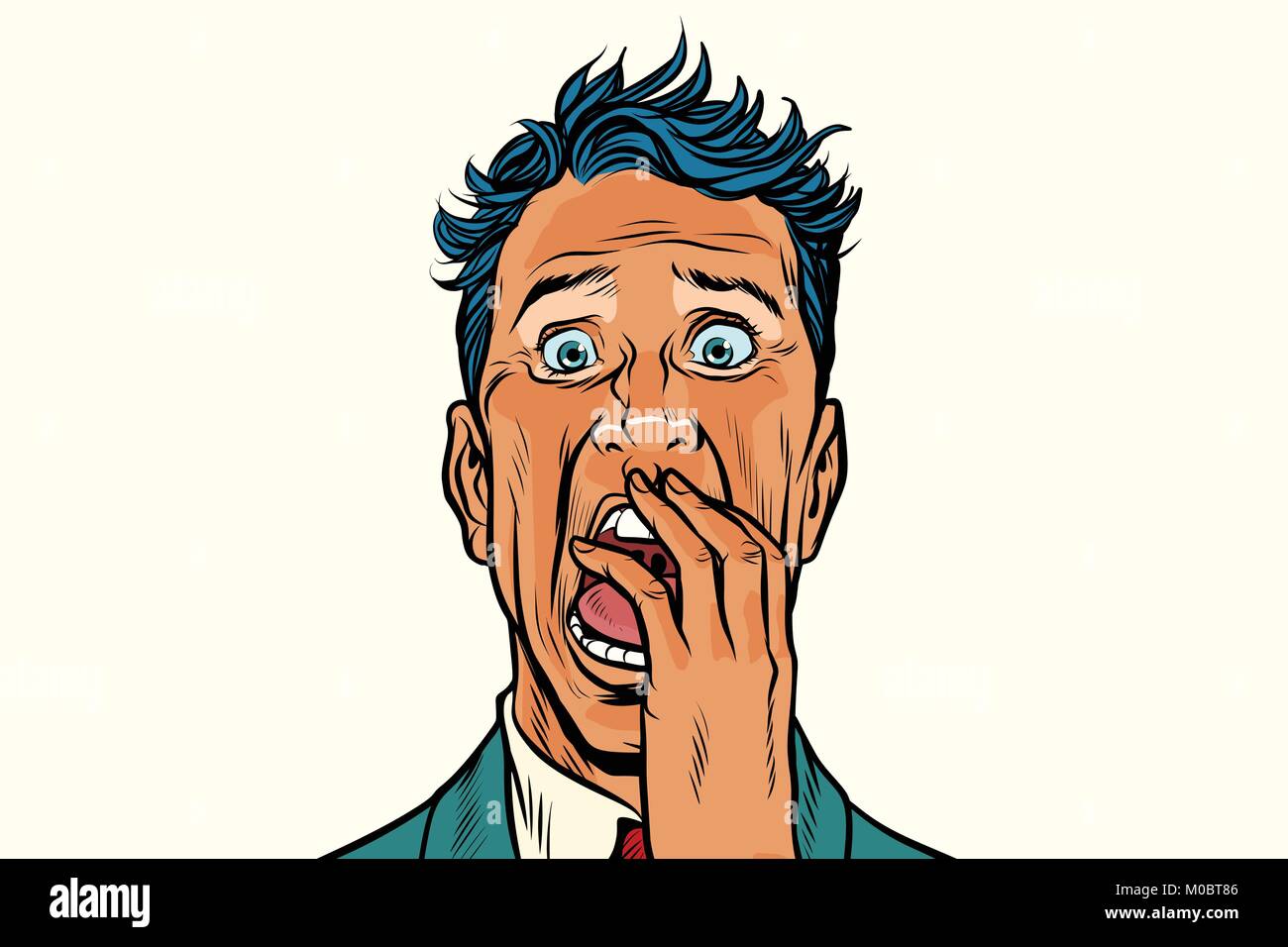 Terror fear nightmare man isolated on white background Stock Vector ...