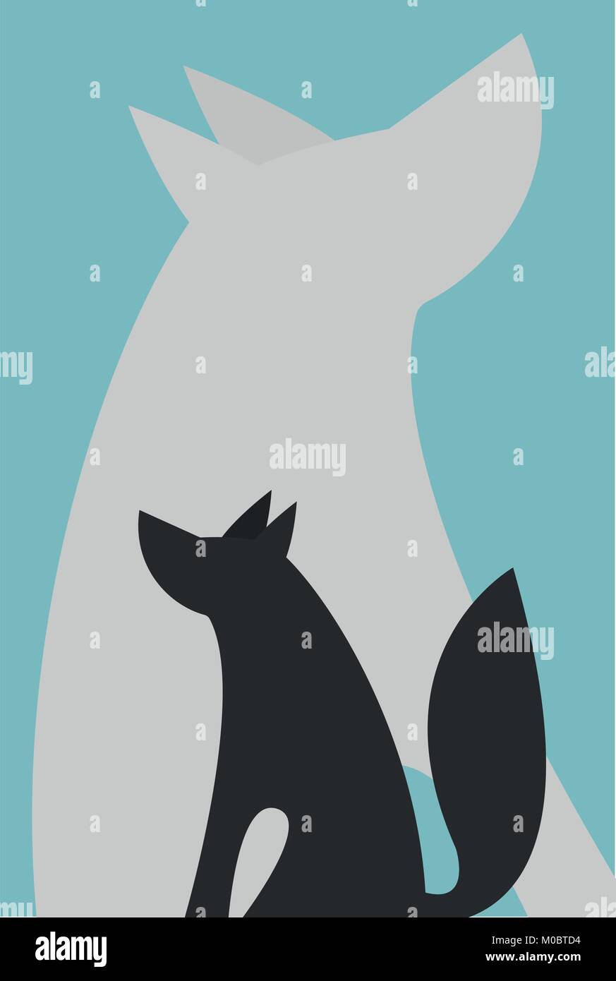 Universal Illustrated Card Background or Simple Poster with Two Wolf ...