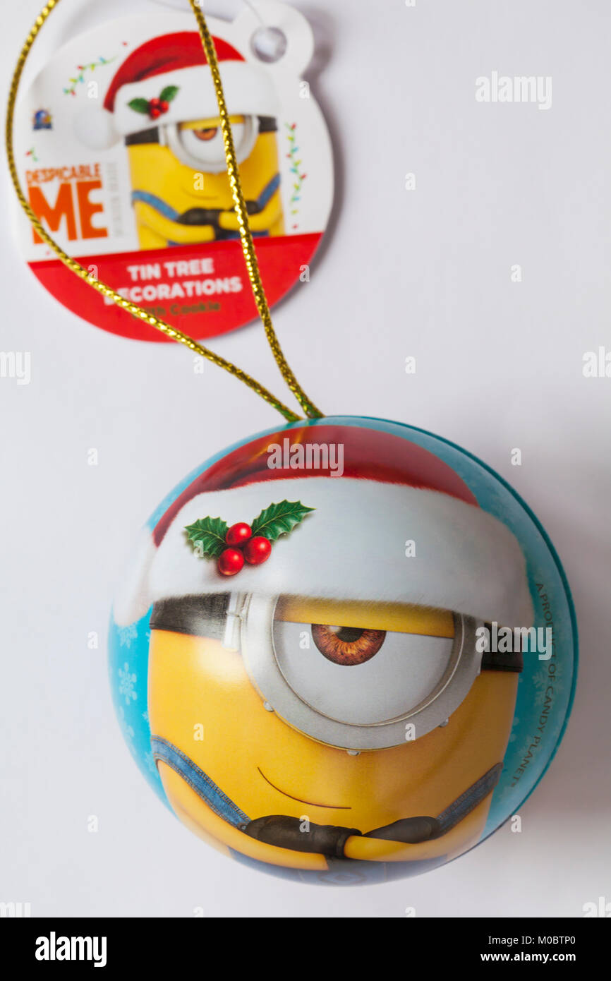 Despicable Me Minion tin tree decoration with cookie isolated on white ...