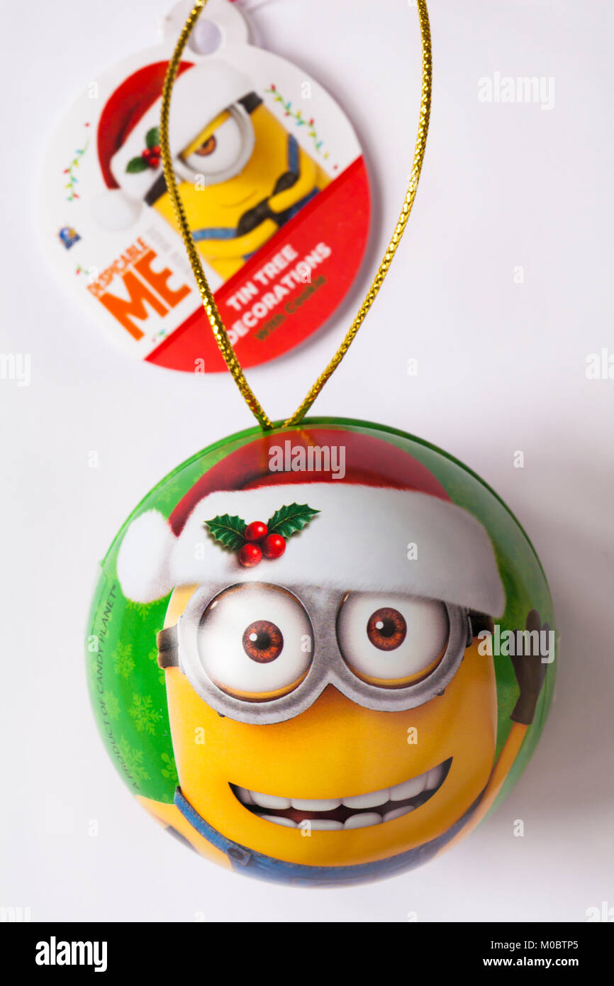 Despicable Me Minion tin tree decoration with cookie isolated on white ...
